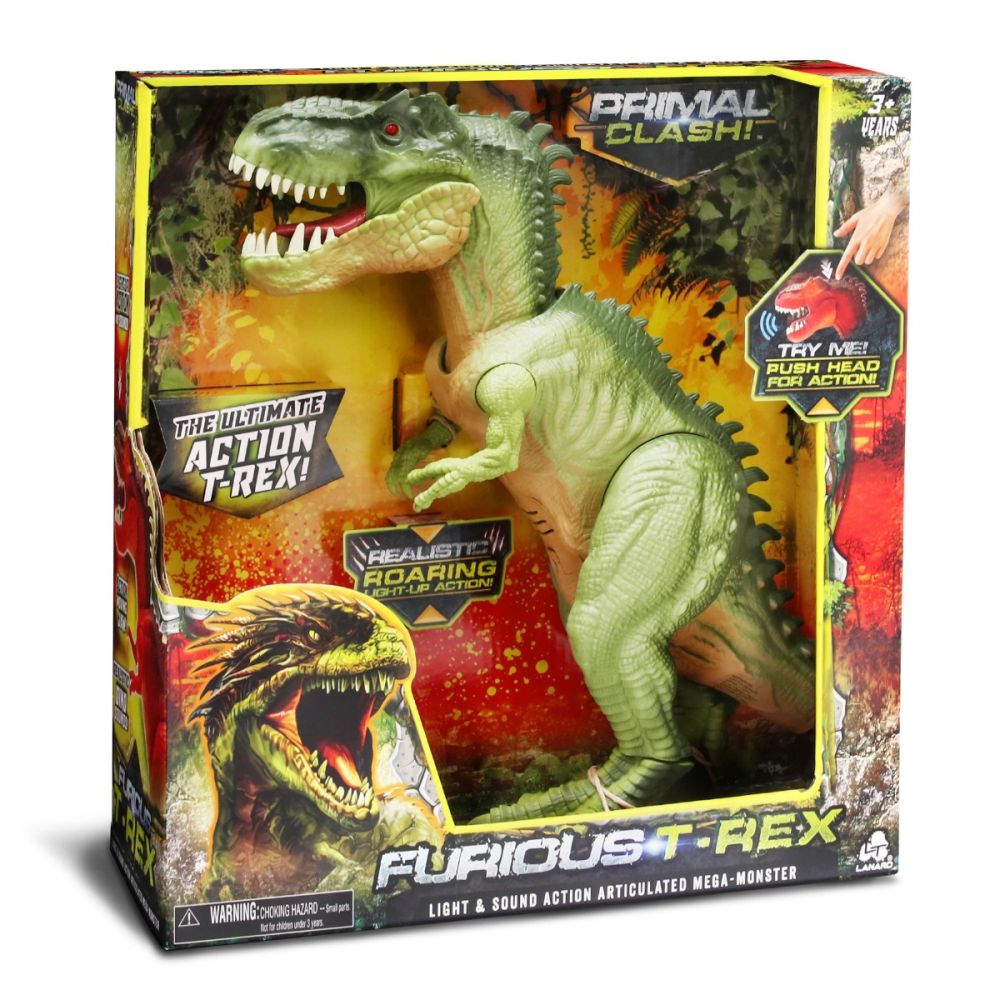 Интерактивна фигурка Динозавър, Lanard Toys, Jurassic Clash, Зелена ...