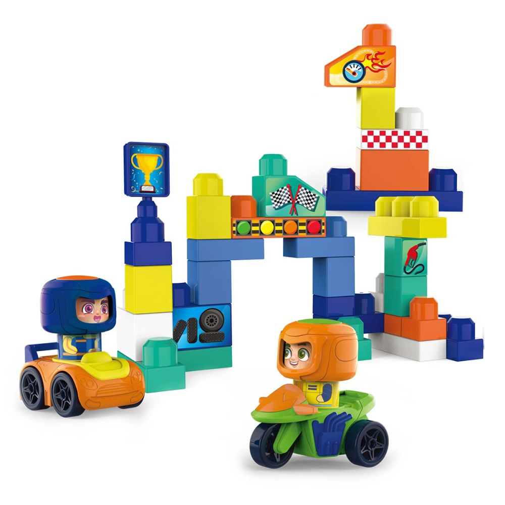 Строителен комплект, Cubigo Junior, Състезателни шофьори, 34 части ...