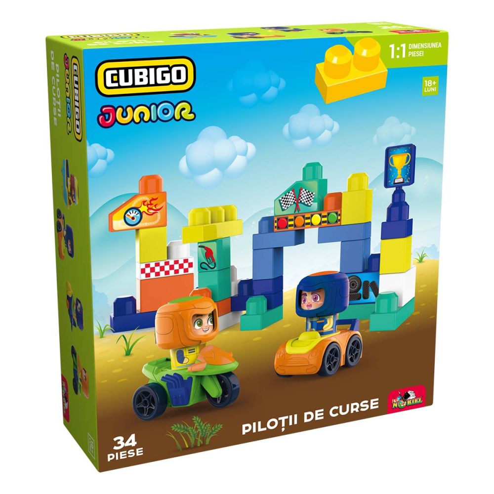 Строителен комплект, Cubigo Junior, Състезателни шофьори, 34 части ...