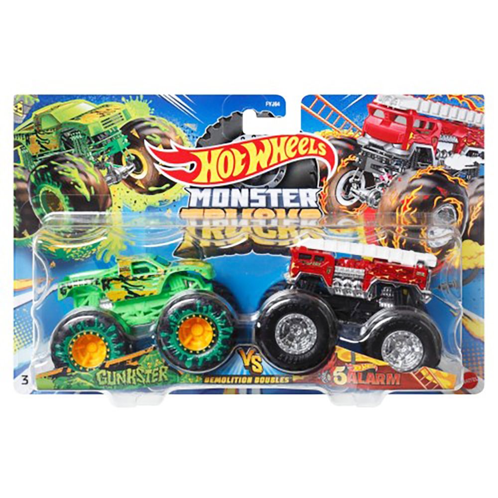 Комплект от 2 коли Monster Truck, Hot Wheels, Gunkster и 5 Alarm, 1:64 ...