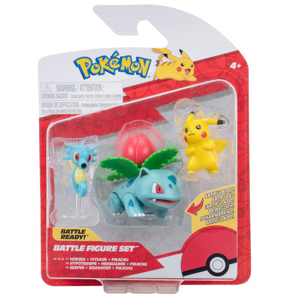 Комплект 3 екшън фигурки, Pokemon, Horsea, Ivysaur, Pikachu | Toyzz Shop