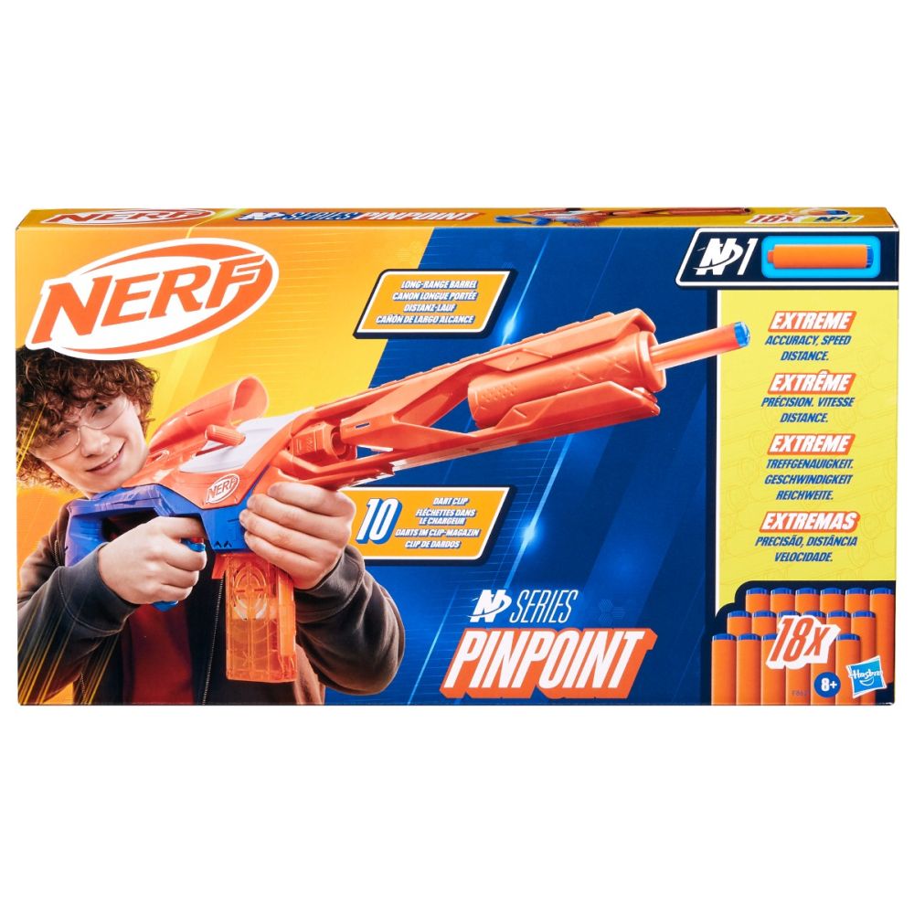 Бластер с 18 дунапренени стрелички, Nerf, N1 Series, Pinpoint Sight ...