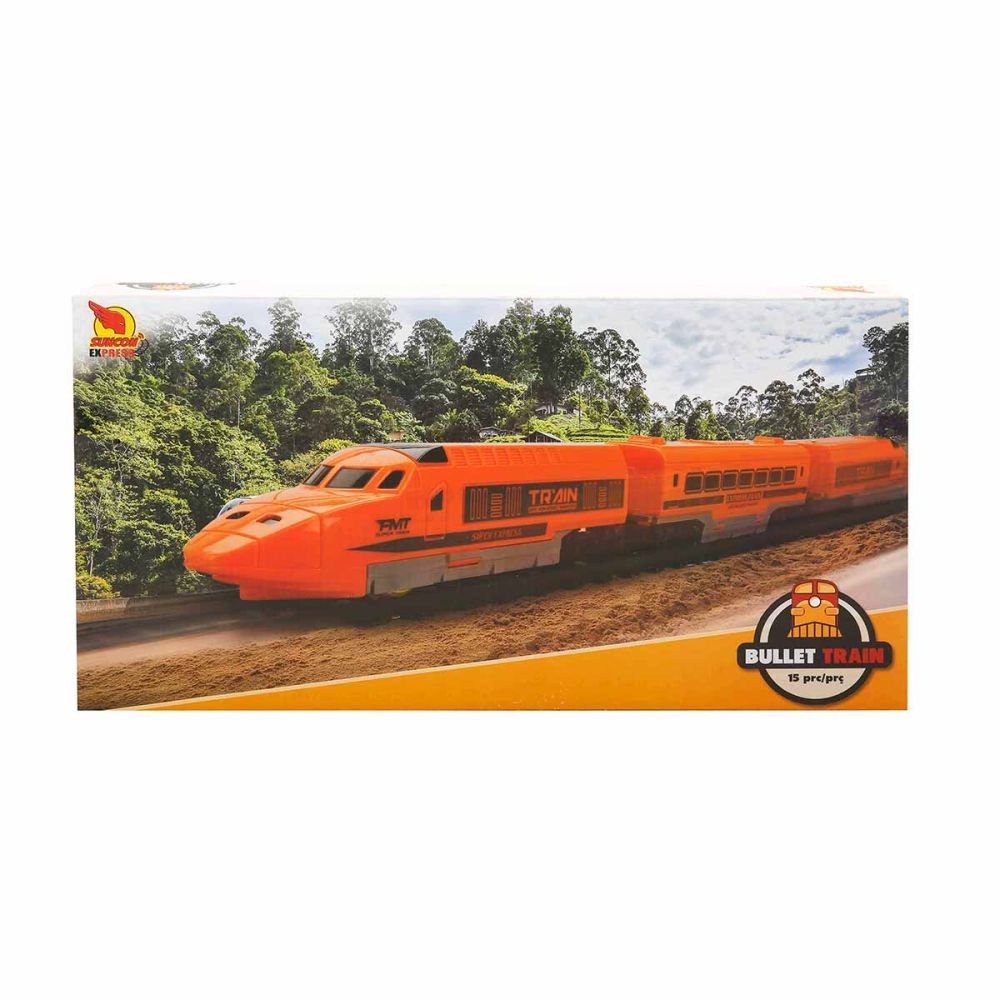 Комплект влакче с вагони и релса, Suncon, Оранжев, 15 части | Toyzz Shop