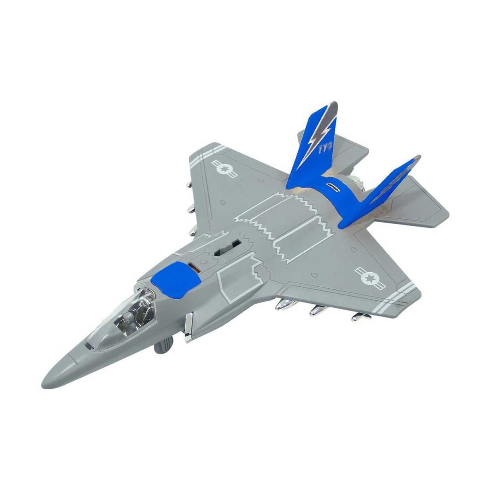 Самолет Jet Fighter със светлини и звуци, Maxx Wheels, 1:16, Син ...