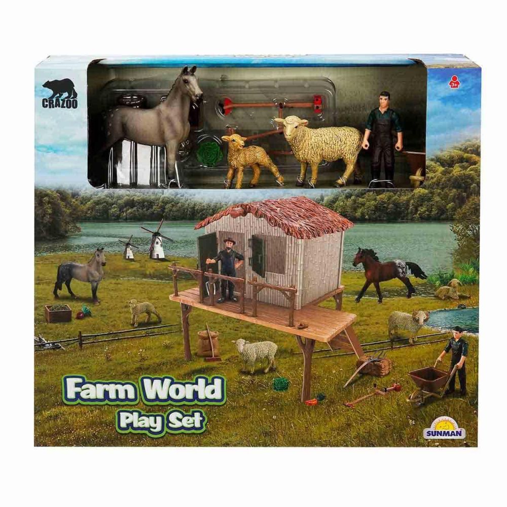 Комплект фигурки, Crazoo, Селскостопански животни, Кон, Агне и Овца ...