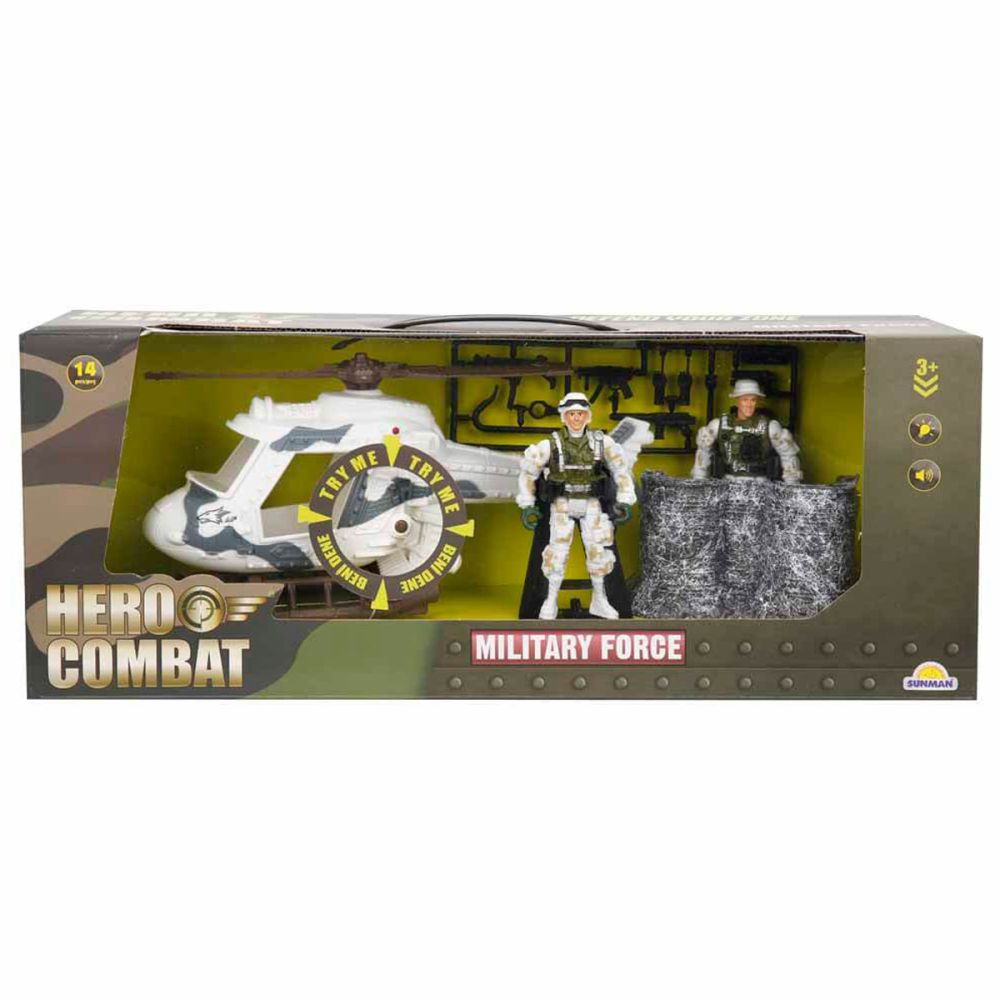 Комплект зимно превозно средство с фигурки, Hero Combat, Хеликоптер ...